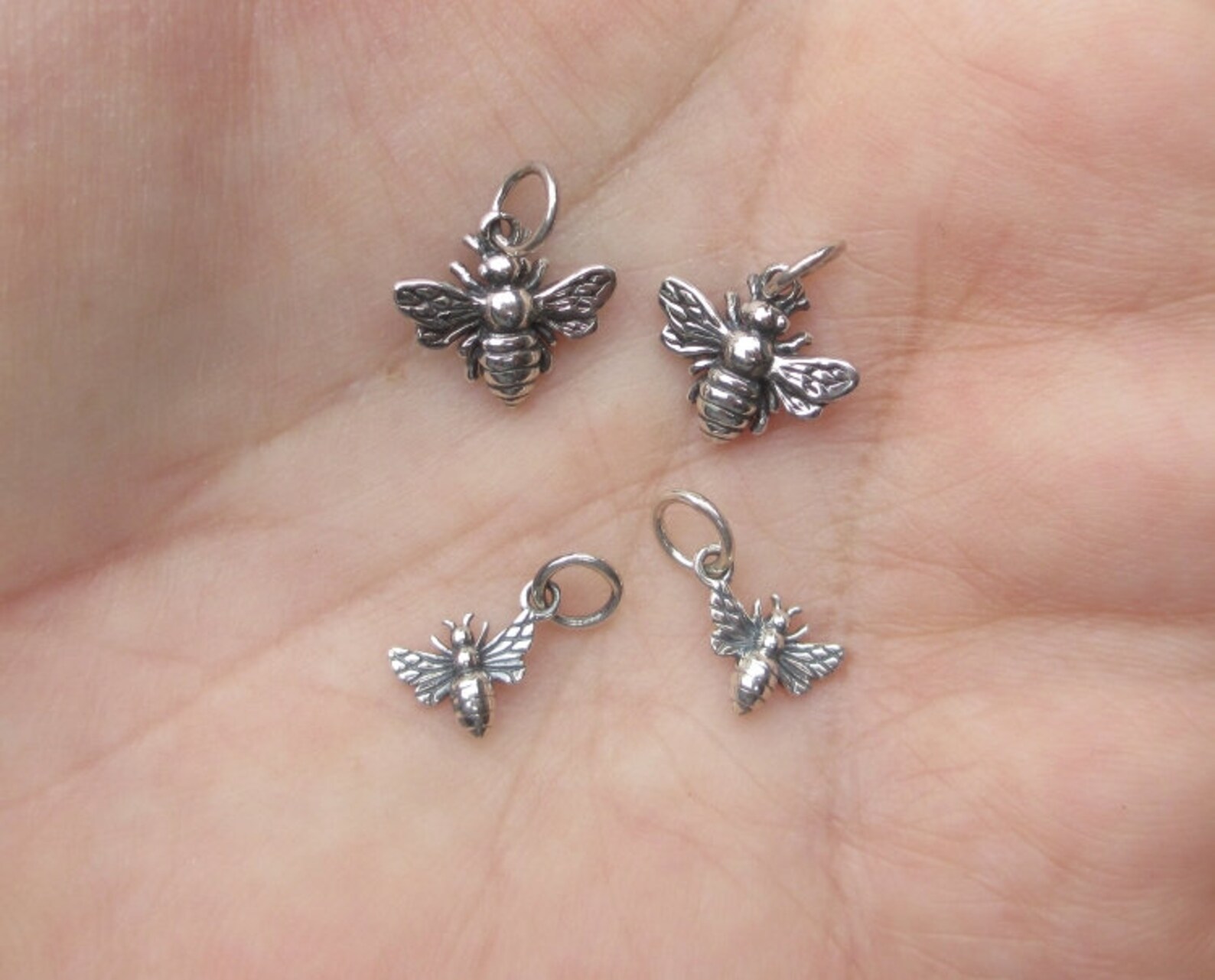 Sterling Silver Honey Bee Charm or Sideways Bee Charmonetwo - Etsy