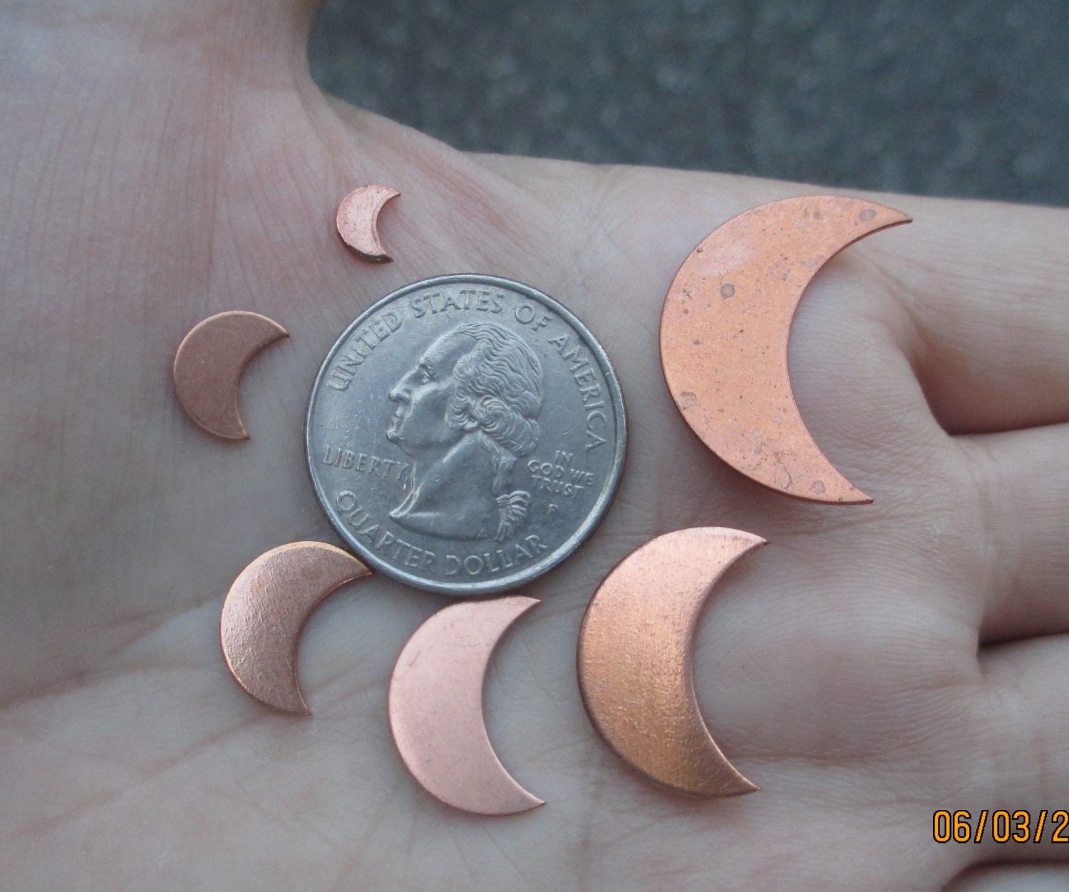 Copper Moon Stampings You Choose the Size and Quantity | Etsy