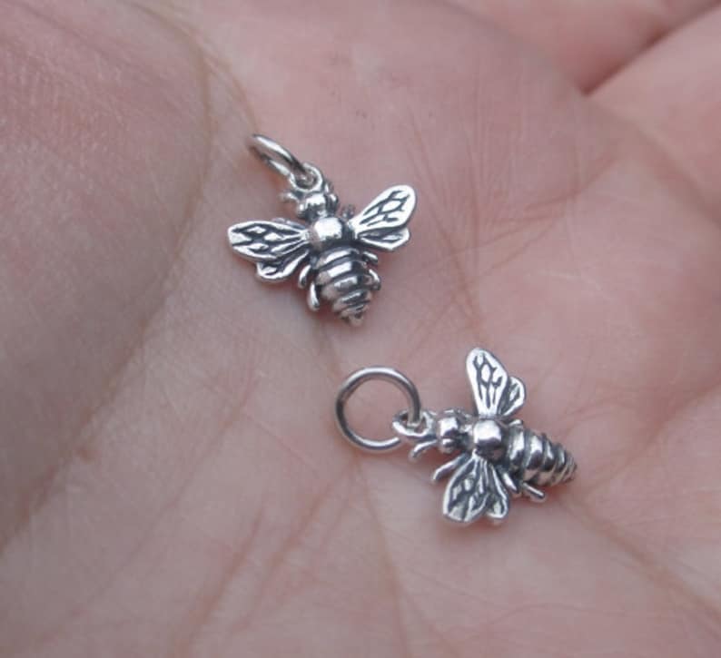 Sterling Silver Honey Bee Charm or Sideways Bee Charmonetwo | Etsy