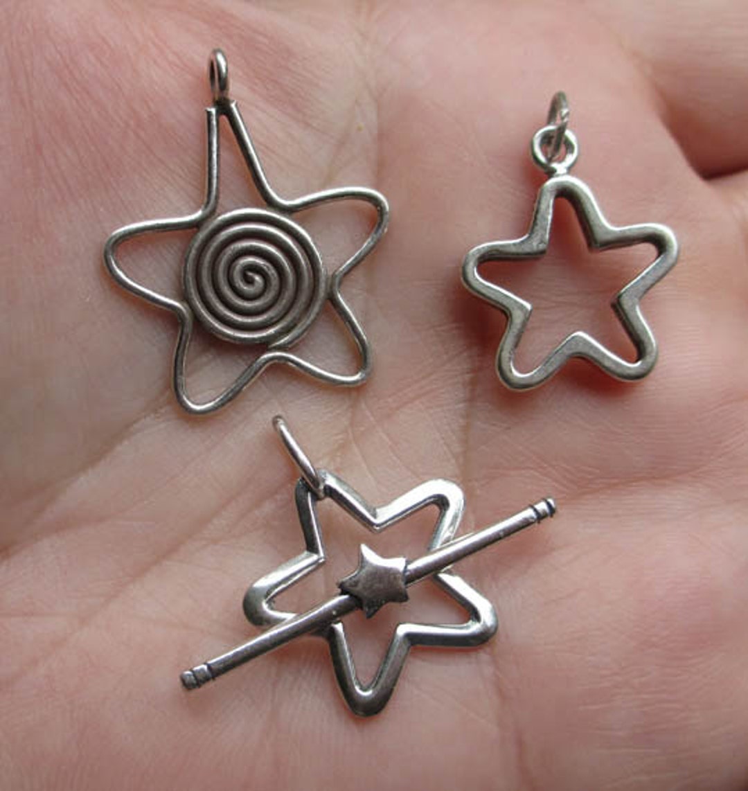 Sterling Silver Star Clasp,spiral Star or Star Frame- You Choose Which ...