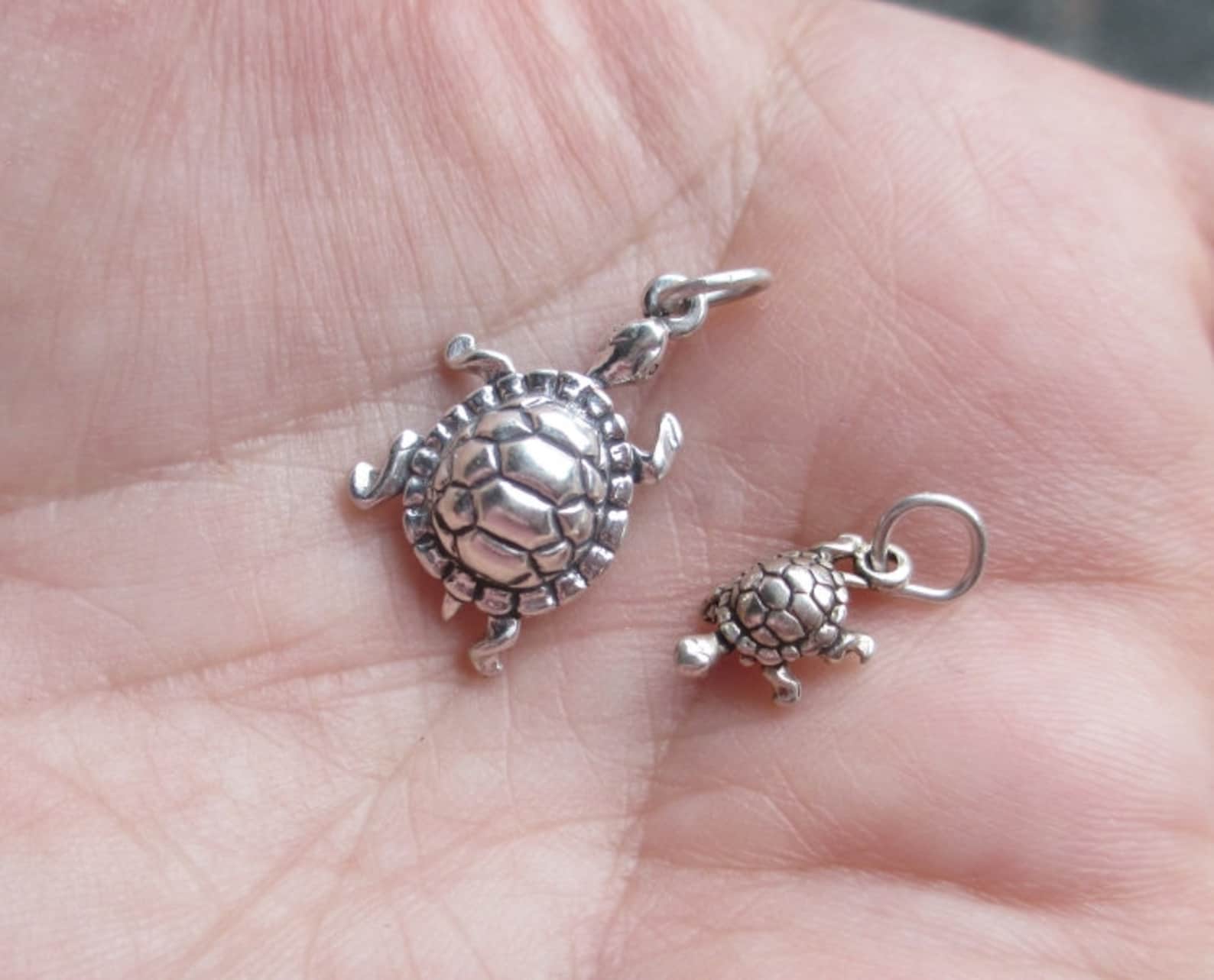 Sterling Silver Turtle Charmonelarge or Medium Size - Etsy
