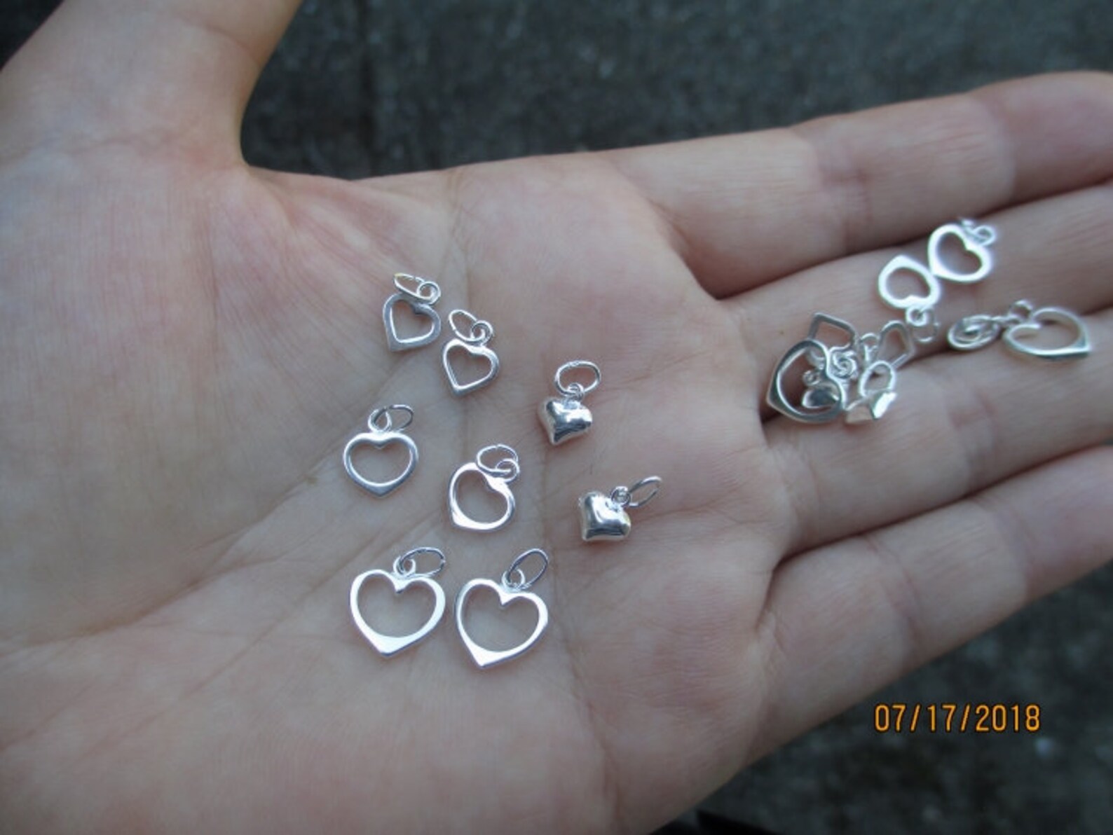 Sterling Silver Heart Charms Combo(2 Large, 2 Medium, 2 Small or 2 of ...