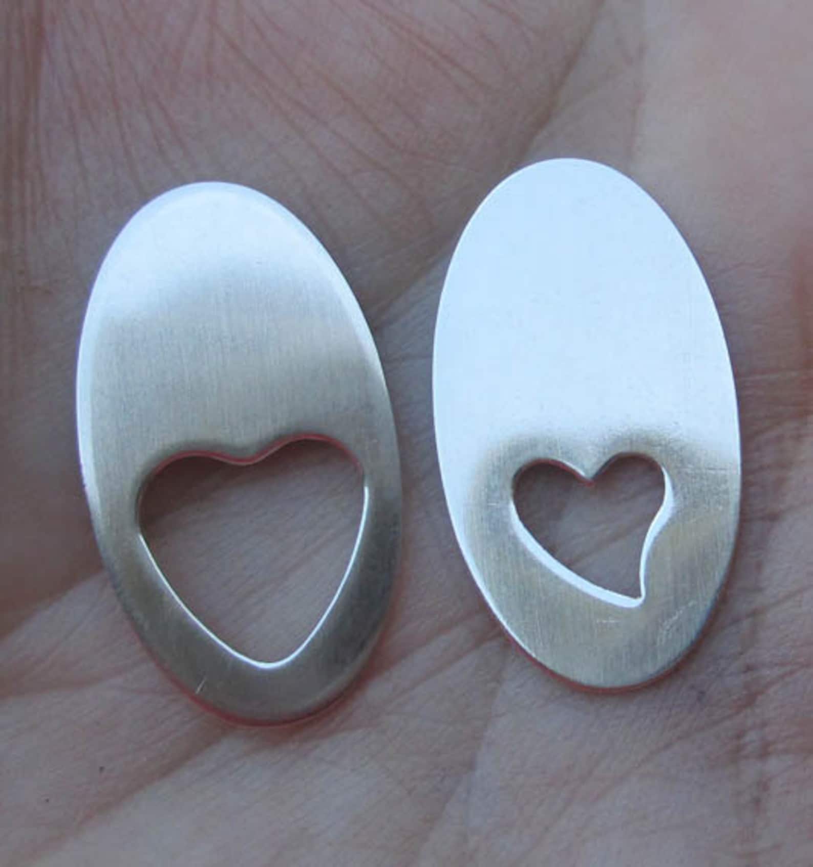 Sterling Silver Oval Disc With Heart Cut Out or Design - Etsy