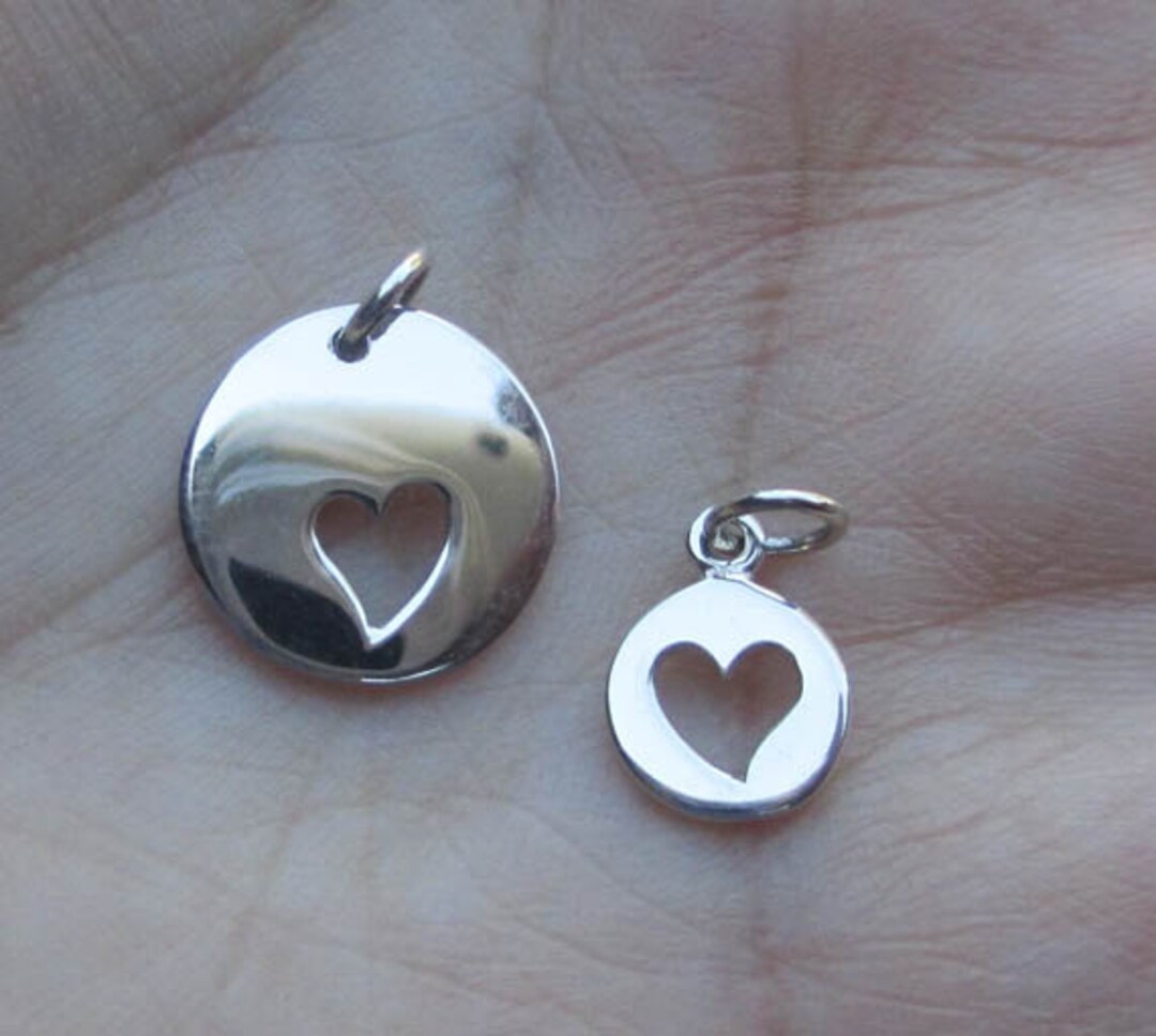 Sterling Silver Charm With Heart Cut/out(one Charm) - Etsy