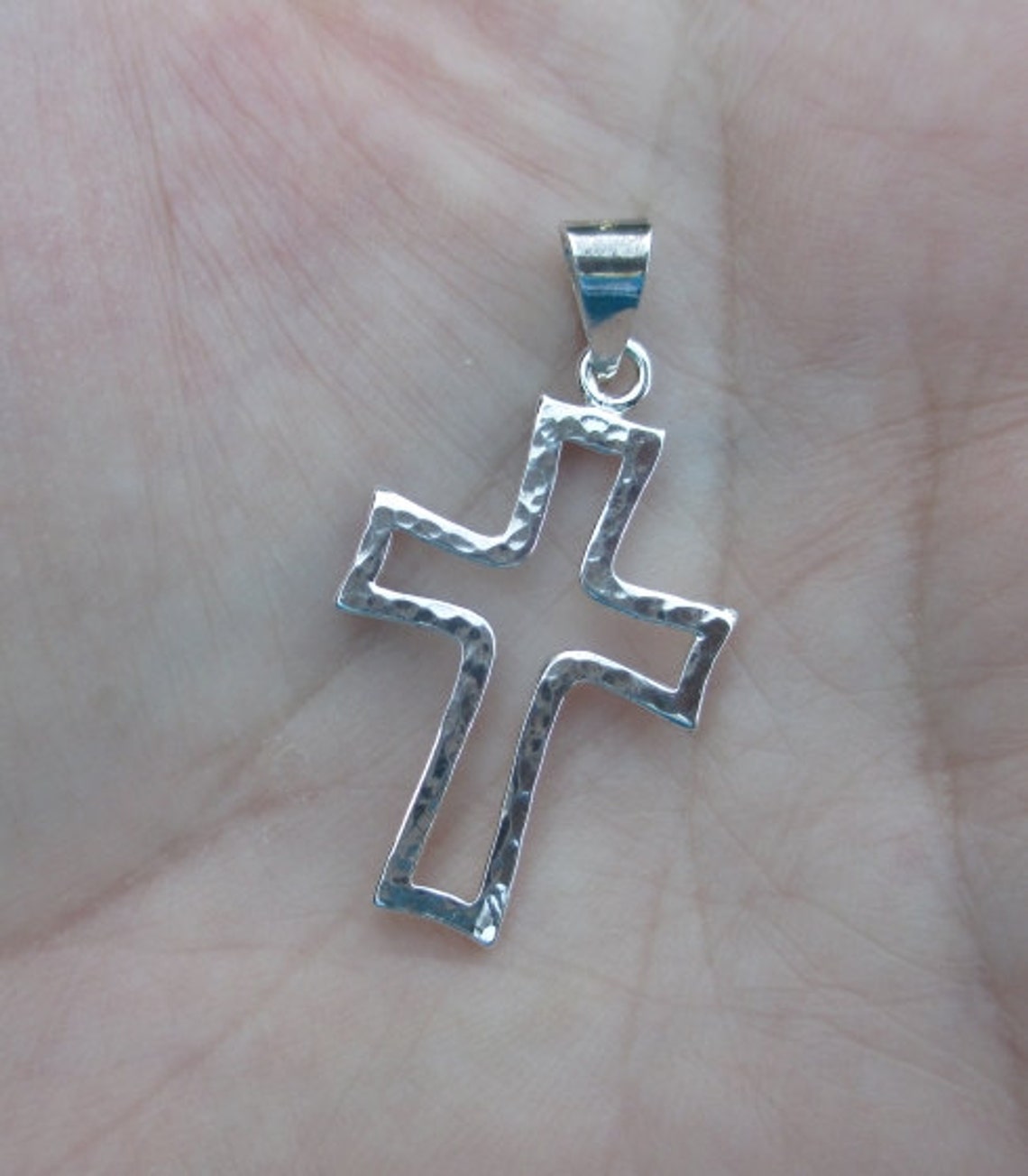 Sterling Silver Large Open Cross Charm or Open Curvy Cross | Etsy