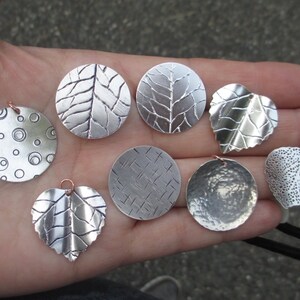 Sterling Silver Leaf Disc, Leaf, Spiral, or Hammered Discs - Etsy