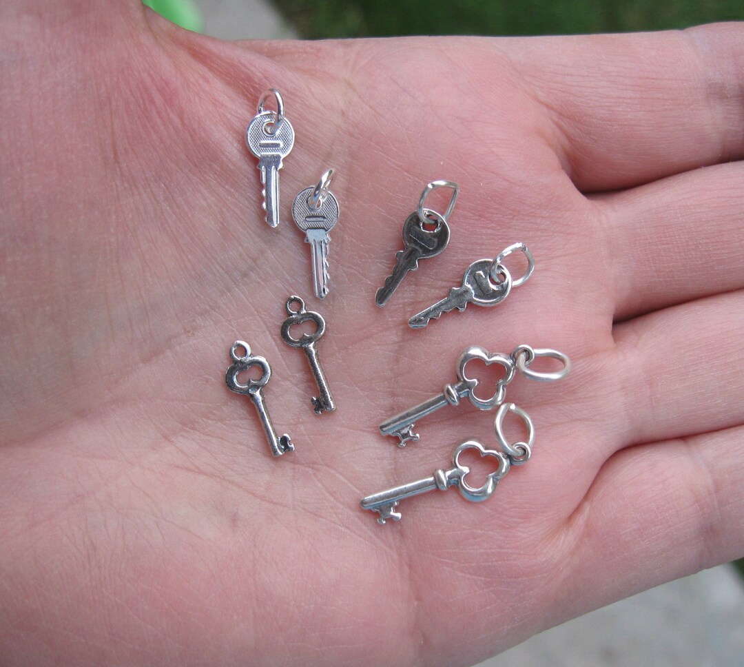 Sterling Silver Heart Lock Charm or Key Charm - Etsy