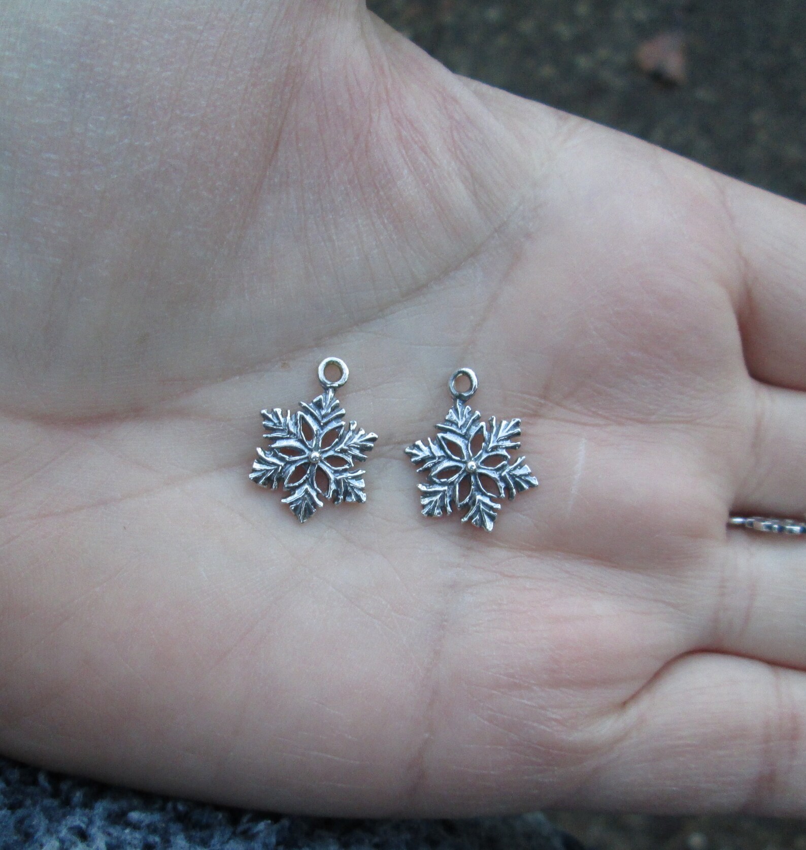Sterling Silver Snowflake Charms - Etsy