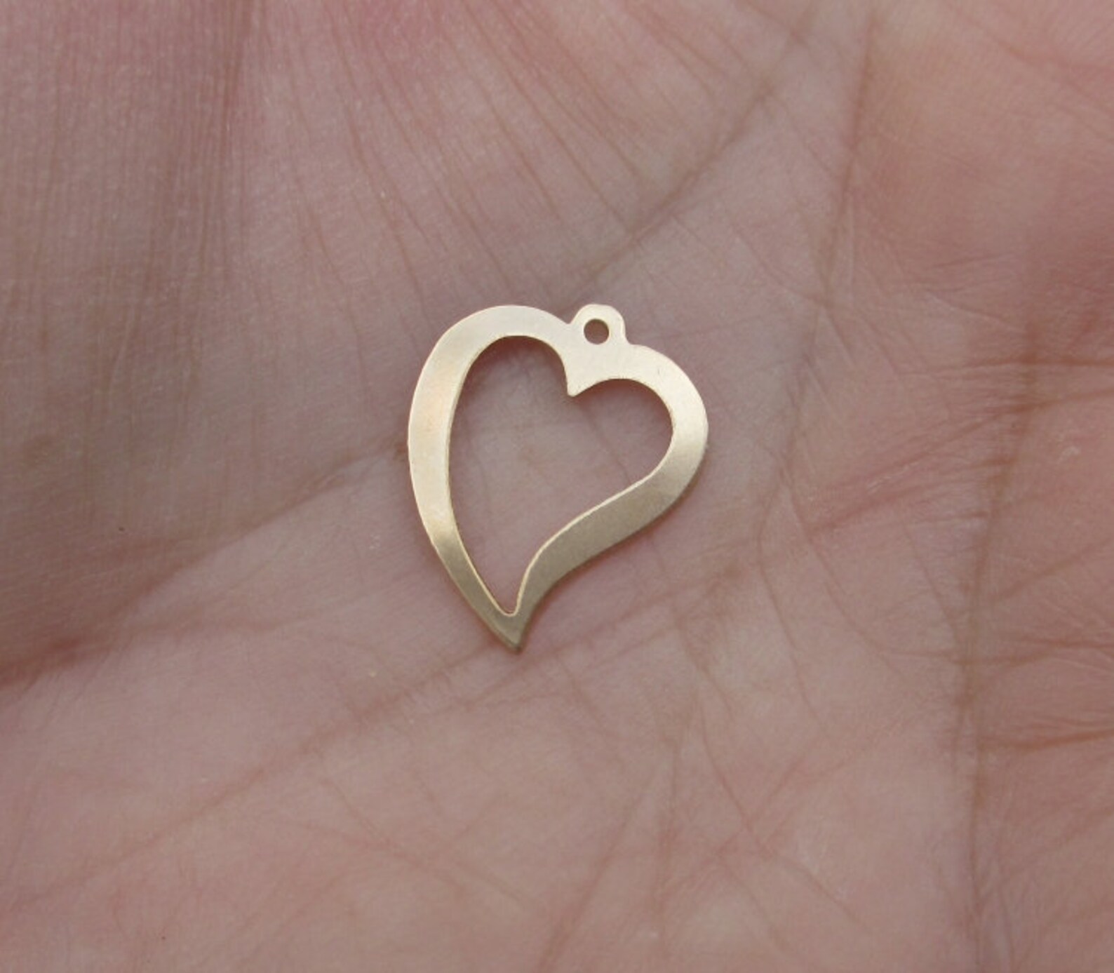 Gold Filled Open Heart Charms Textured Rings Designed - Etsy