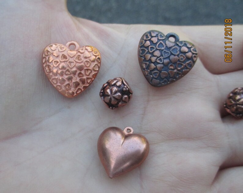 Copper Puff Heart With Heart Design or With Out, and Copper Large Hole ...