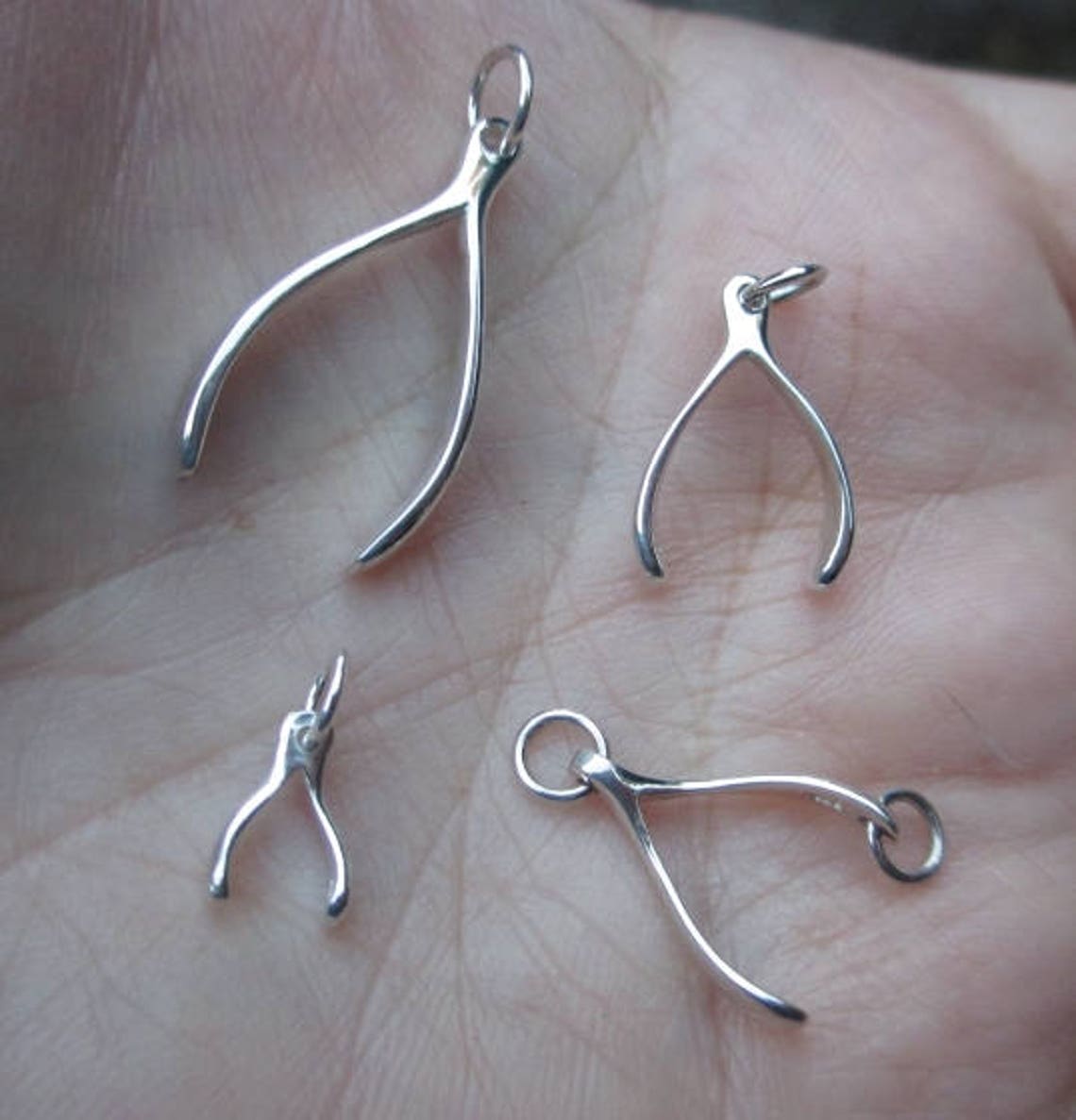 Sterling Silver Wishbone Charmsyou Choose Which Size and | Etsy