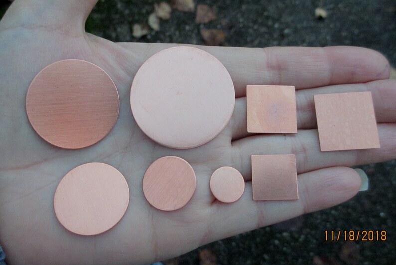 Copper Round Discs and Squares Assorted sizes24 or 22 | Etsy