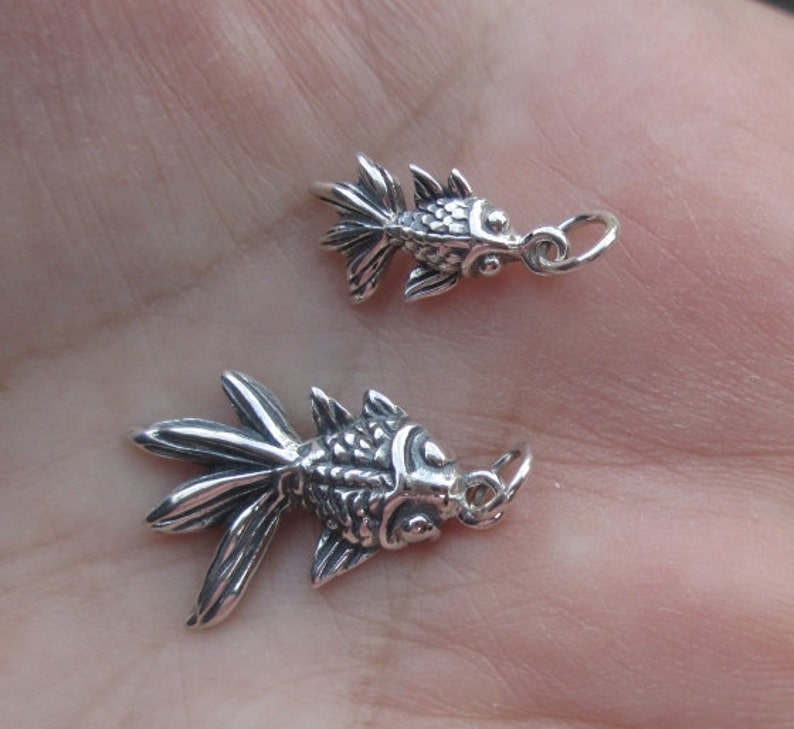 Sterling Silver Fish Charm(small or Medium Size) or Gold Plated Over ...