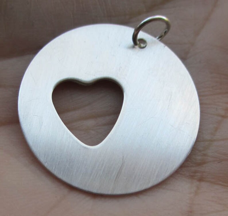 1 - One Inch Sterling Silver Discs With Heart Cut/out(one Inch) and One ...