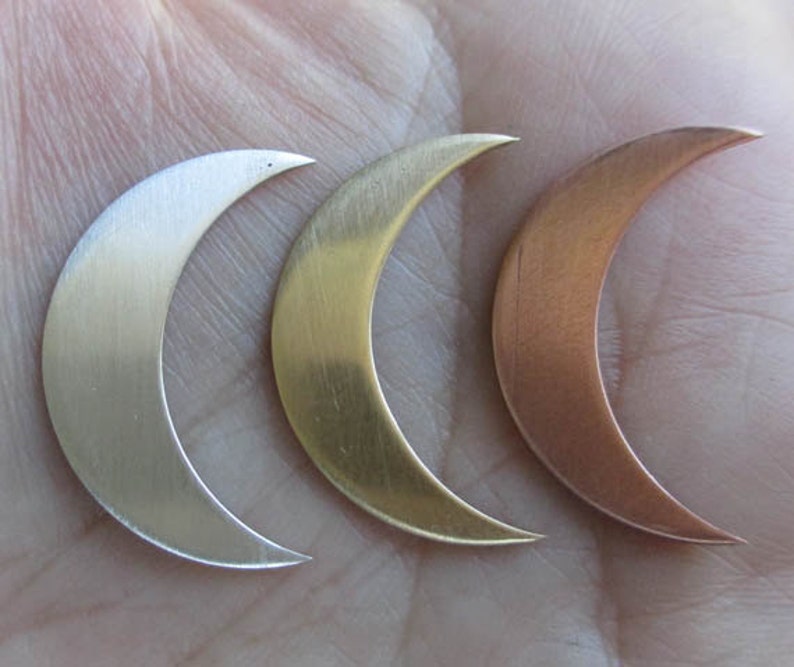 Sterling Silver,copper or Brass Thin Moon Stamping (1 Quantity of 1 ...