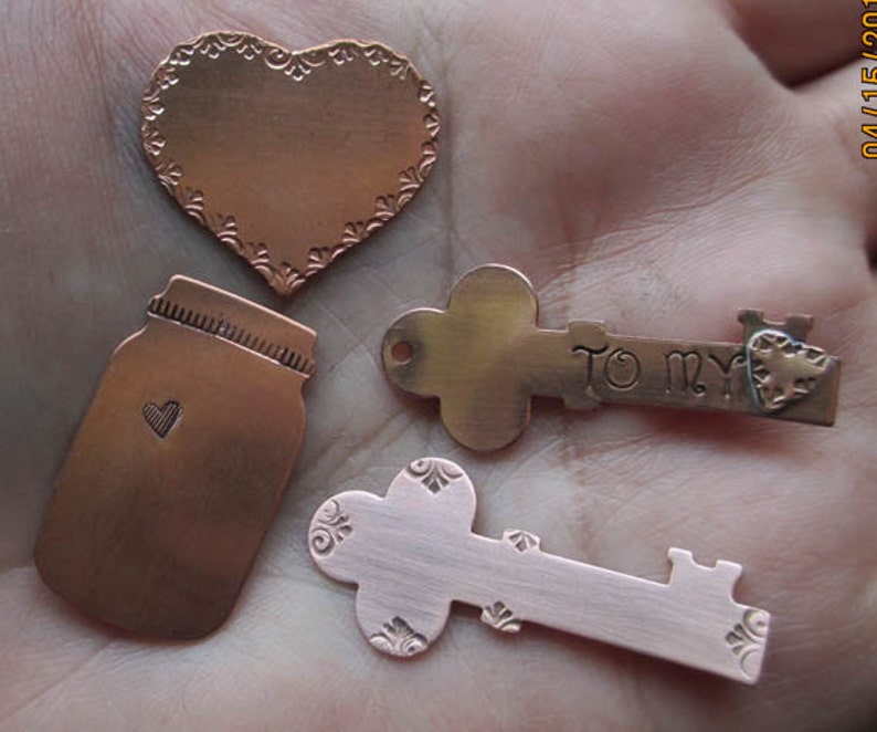 Copper Key,mason Jar, Key Hole or Heart Stampings - You Choose Which ...