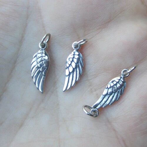 Tiny Angel Wing Charm Sterling Silver or 24K Gold Plated - Etsy