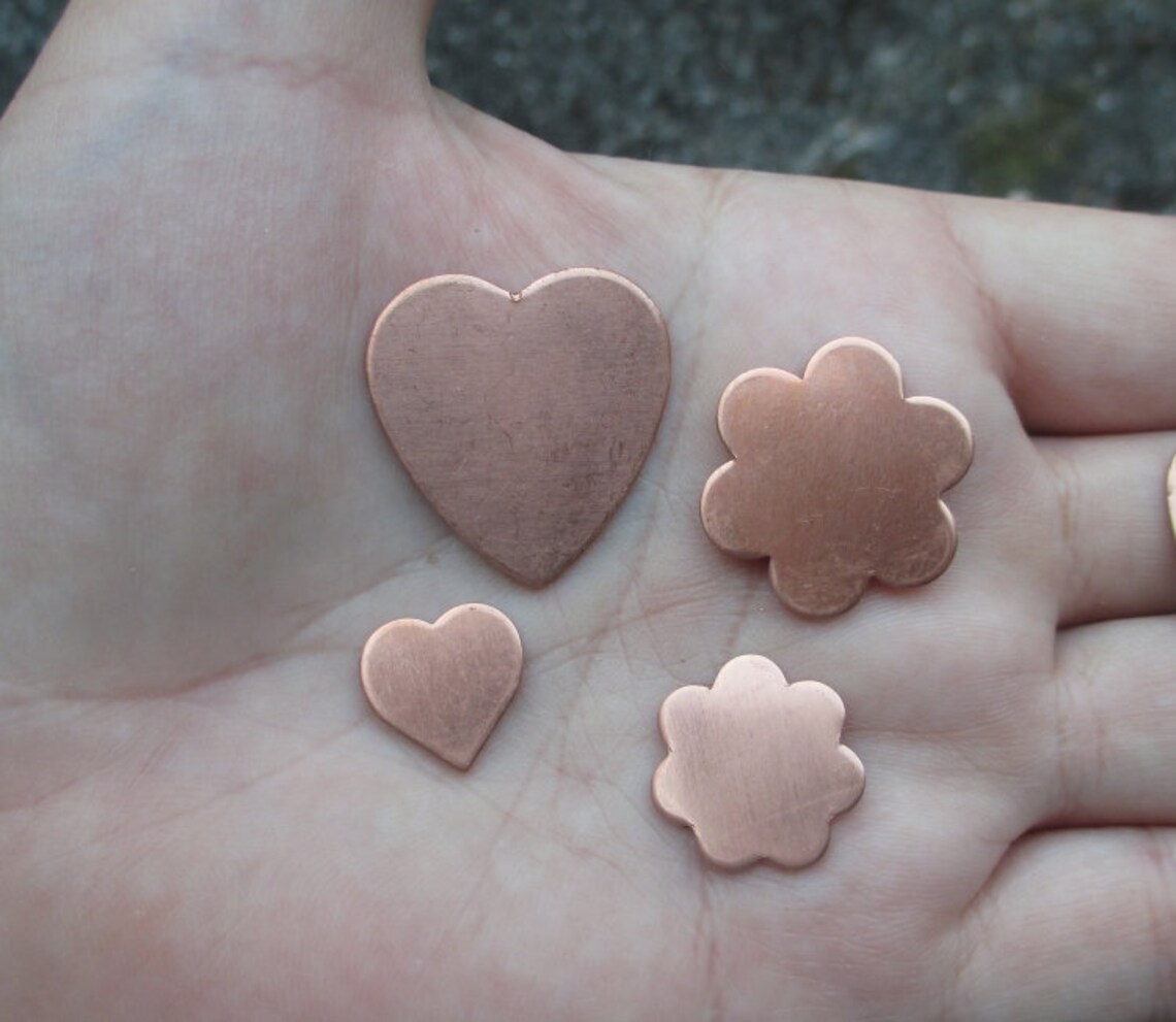 Copper Heart Large or Small or Flower Stamping's Large or Medium - Etsy