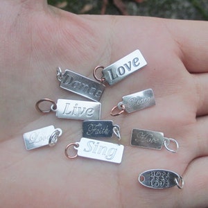Sterling Silver Faith, Peace, Hope & Love Tags or Dance,sing,live and ...