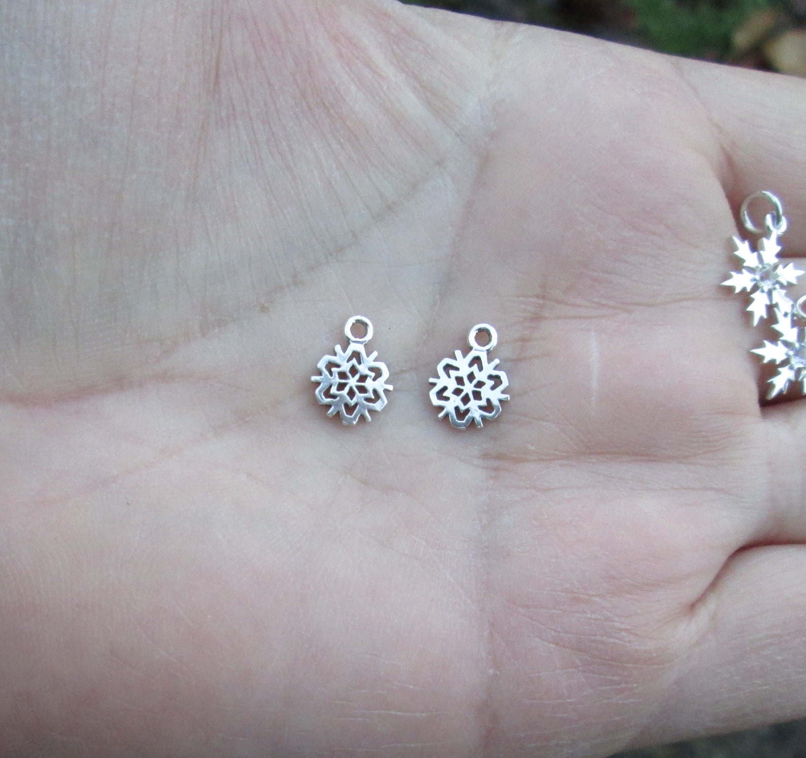 Sterling Silver Snowflake Charms - Etsy