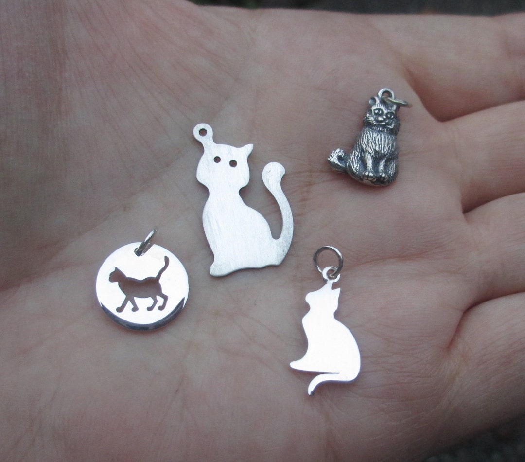 Sterling Silver Cat Stamping, Cat Necklace,dog Necklace, or Cat Charm ...