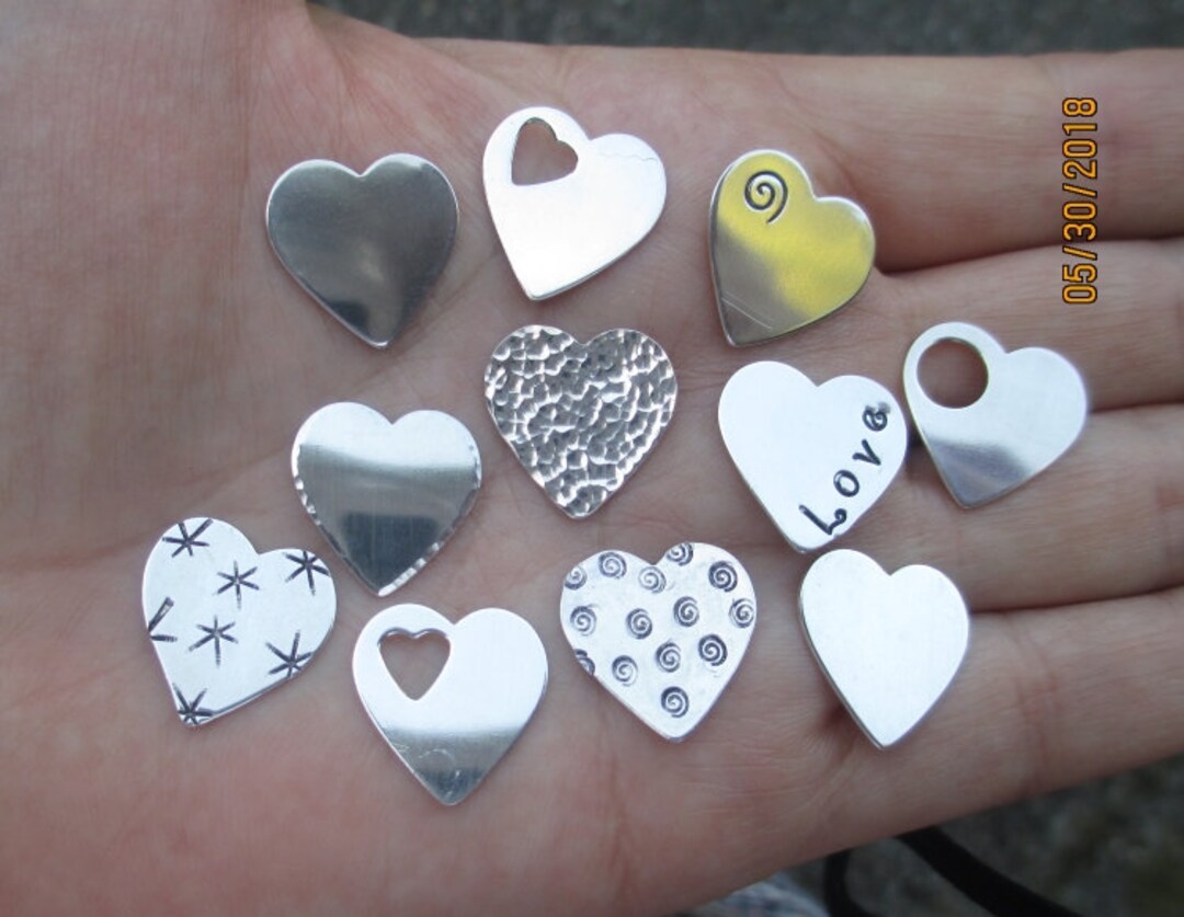 Sterling Silver Heart Disc - 5/8" Inch(2,3,4 or 6 Hearts)(22 Gauge ...