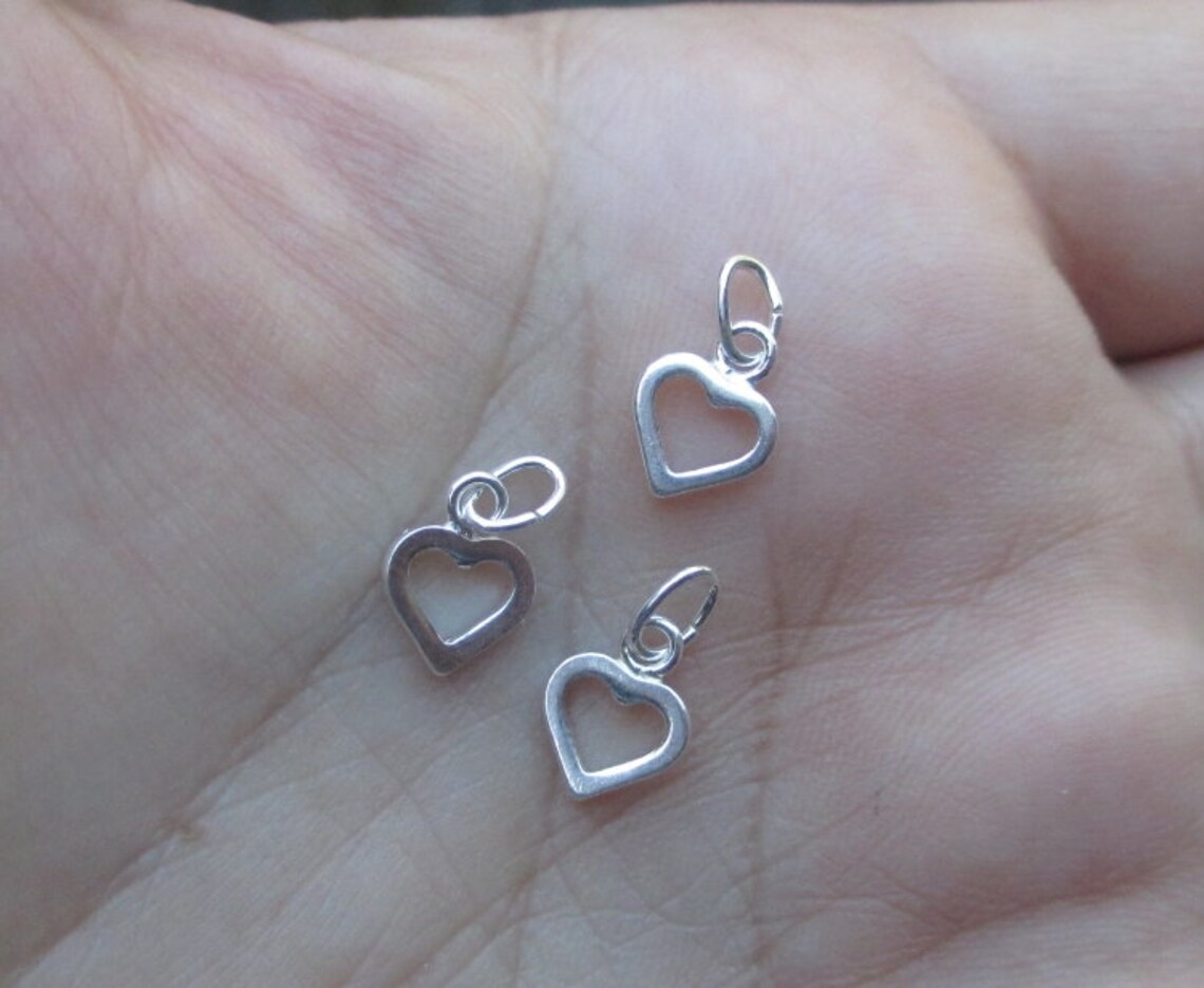 Sterling Silver Heart Charms Combo(2 Large, 2 Medium, 2 Small or 2 of ...