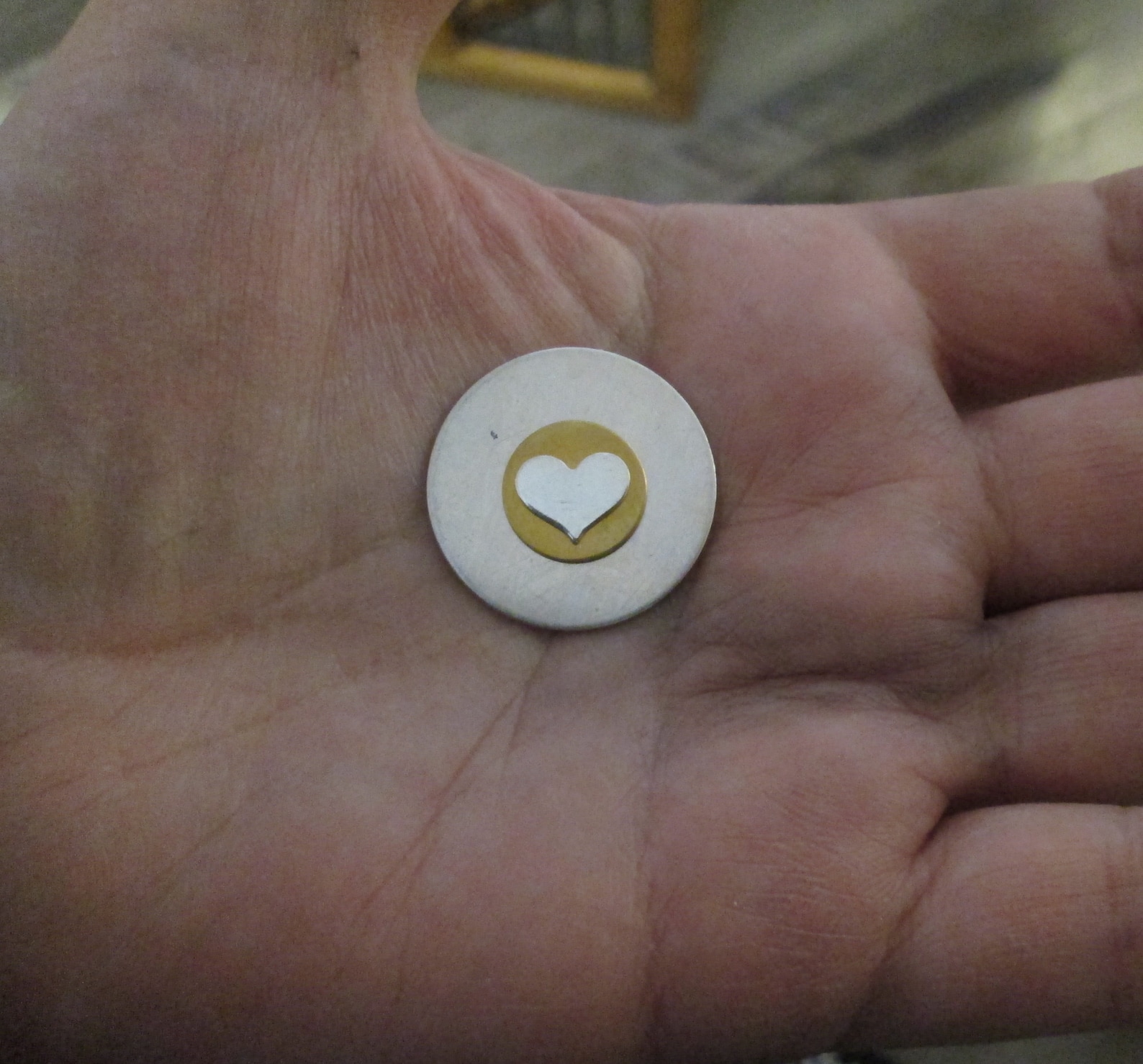 1 - One Inch Sterling Silver Discs With Heart Cut/out(one Inch) and One ...