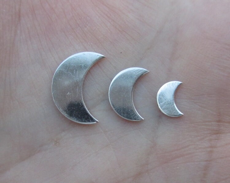 Sterling Silver Moon Stampings1/4 3/8 1/2 | Etsy