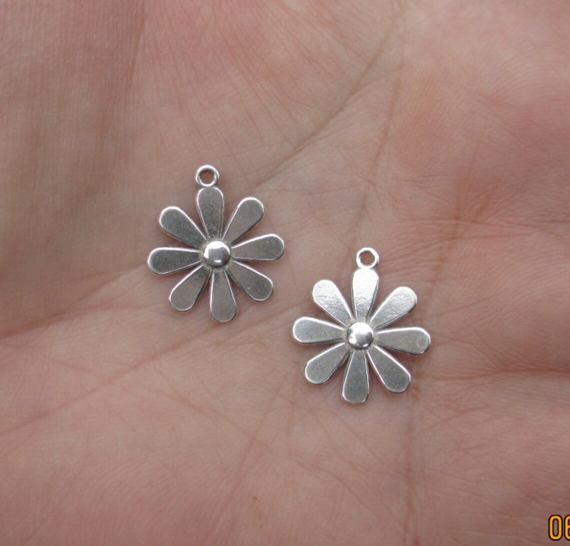 Sterling Silver Open Flower Charms or Solid Flower Charms(one Pair)you ...