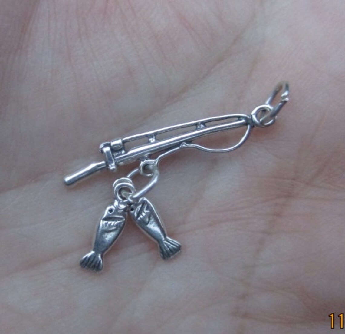 Sterling Silver Fishing Rod With Fish Charm, Golf Bag, or Golfer Charm ...