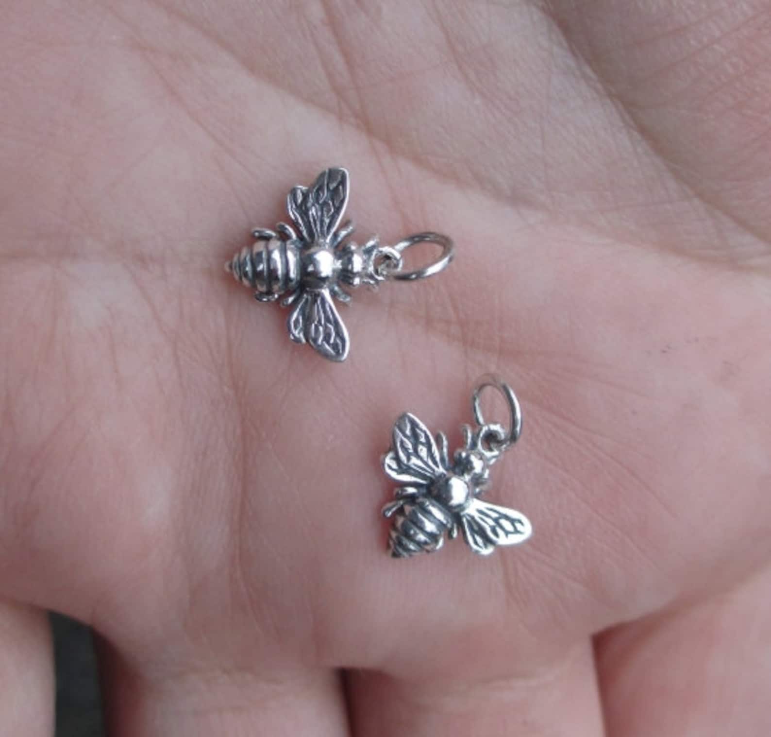 Sterling Silver Honey Bee Charm or Sideways Bee Charmonetwo | Etsy