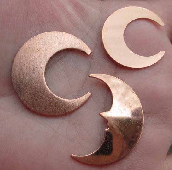 Copper Moon Stamping1 or 1-1/4 or Moon - Etsy