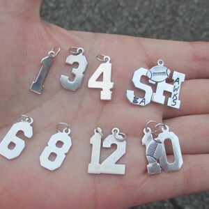 Sterling Silver Number Charms(1 Single Number Charm or 1 Double Digit ...