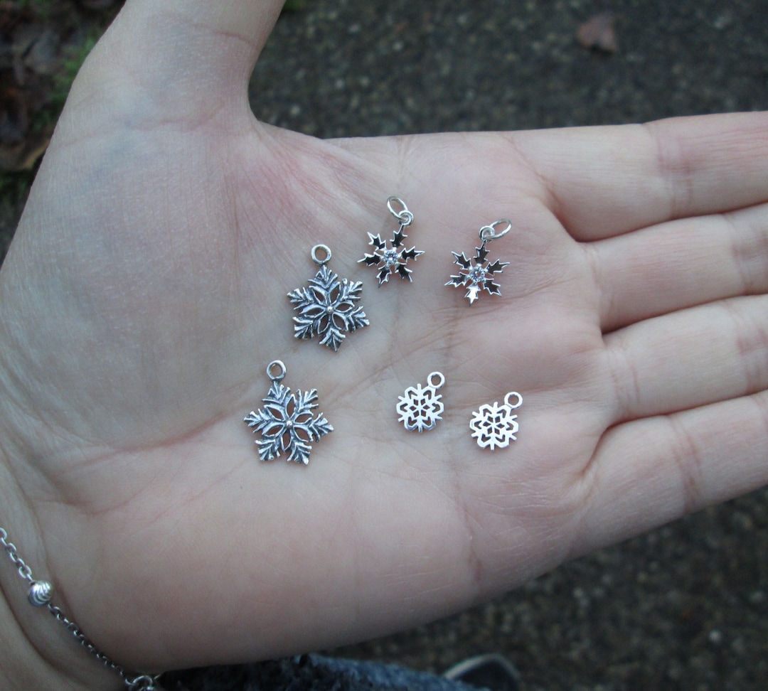 Sterling Silver Snowflake Charms - Etsy