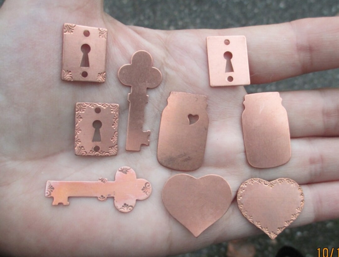 Copper Key,mason Jar, Key Hole or Heart Stampings - You Choose Which ...