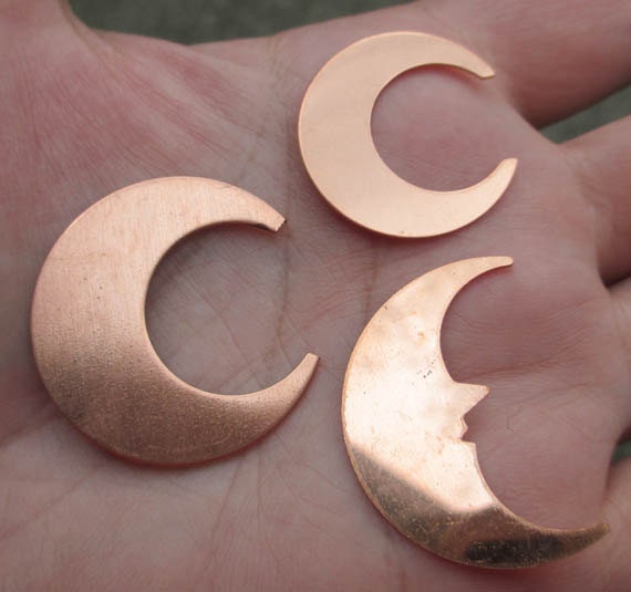 Copper Moon Stamping1 or 1-1/4 or Moon - Etsy