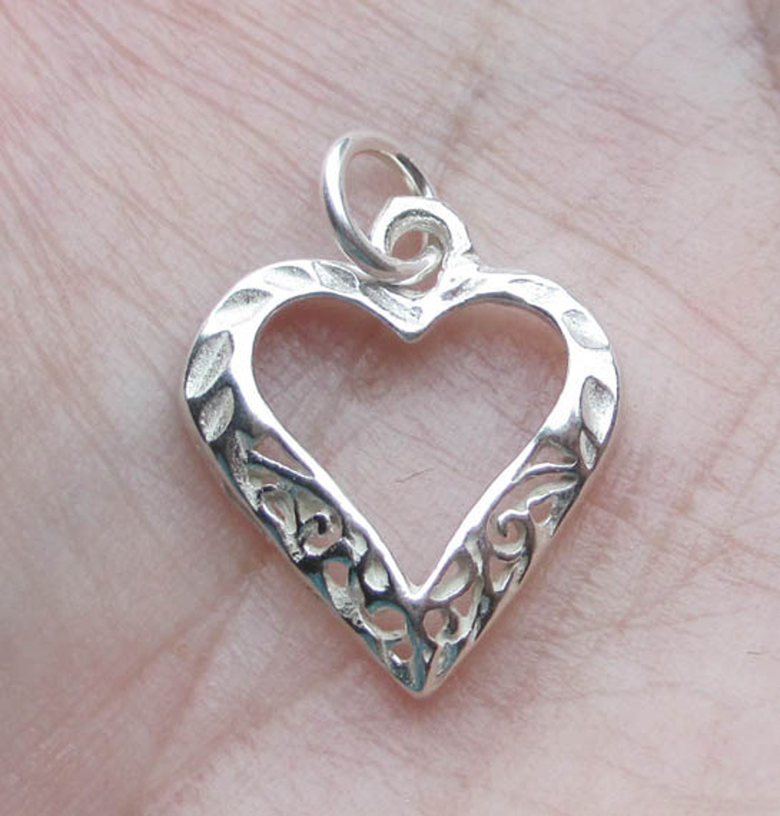 Fancy Sterling Silver cut out Heart or Solid Filigree Heart | Etsy