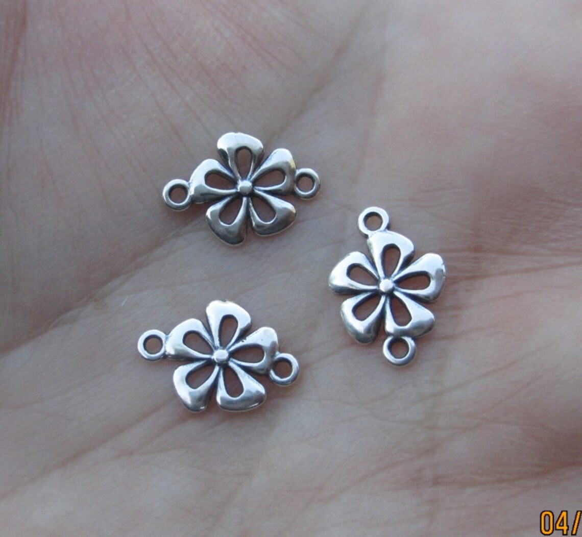 Sterling Silver Flower Charms or Connectors - You Choose Which One - Etsy