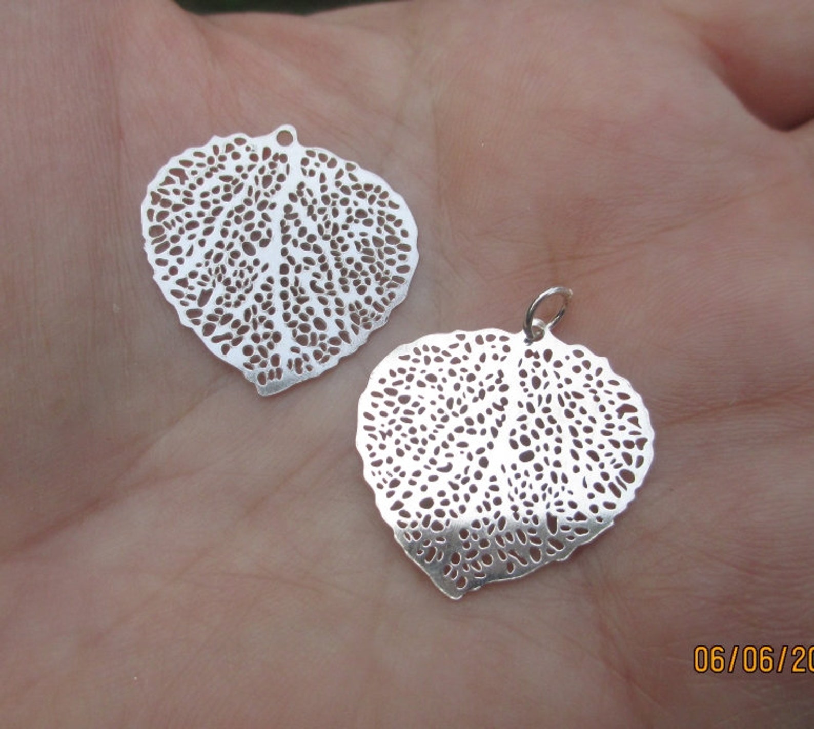 Sterling Silver Leaf Disc Leaf Spiral or Hammered Discs | Etsy