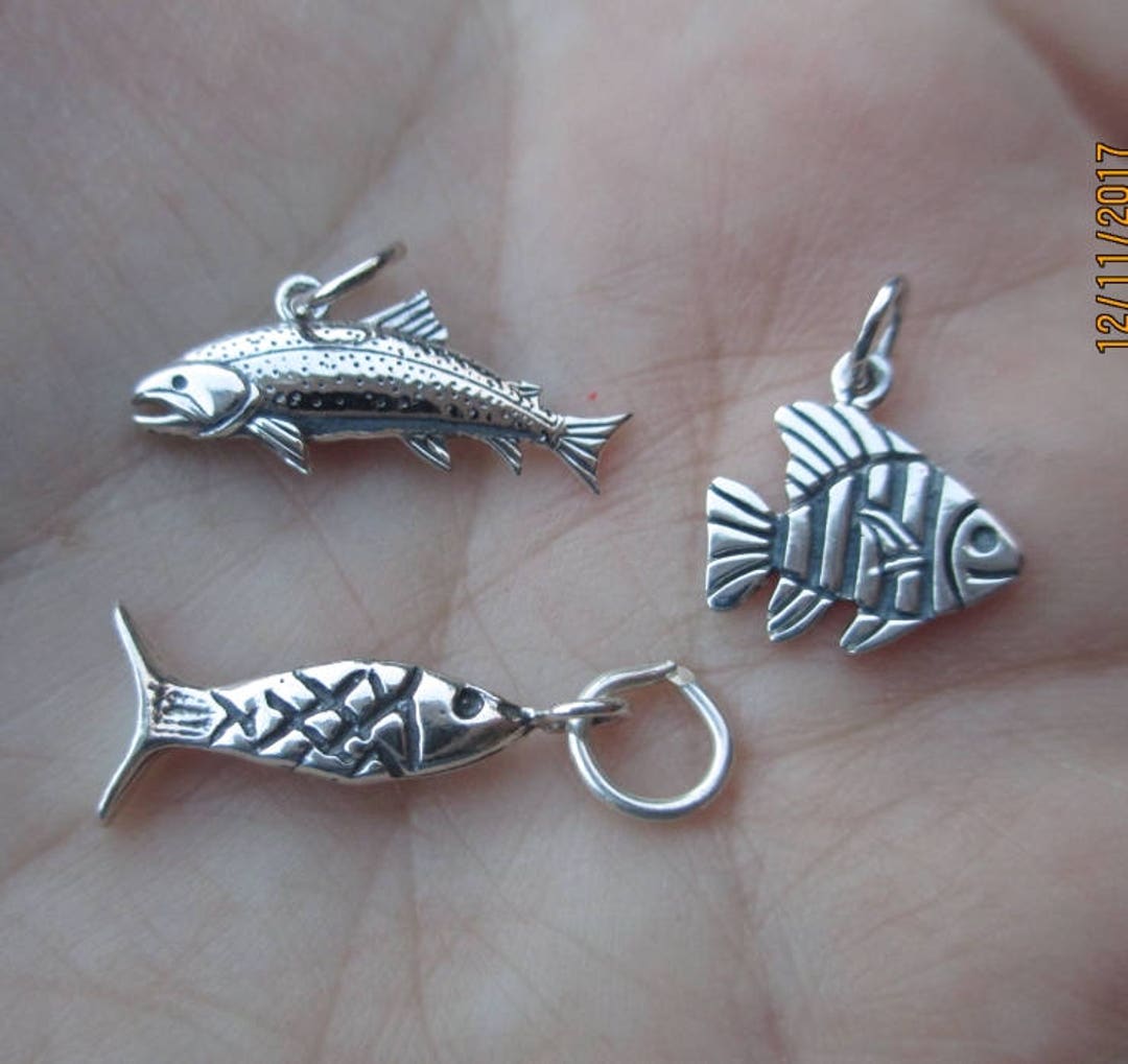 Sterling Silver Fish Charm or Tropical Fish Charm - Etsy