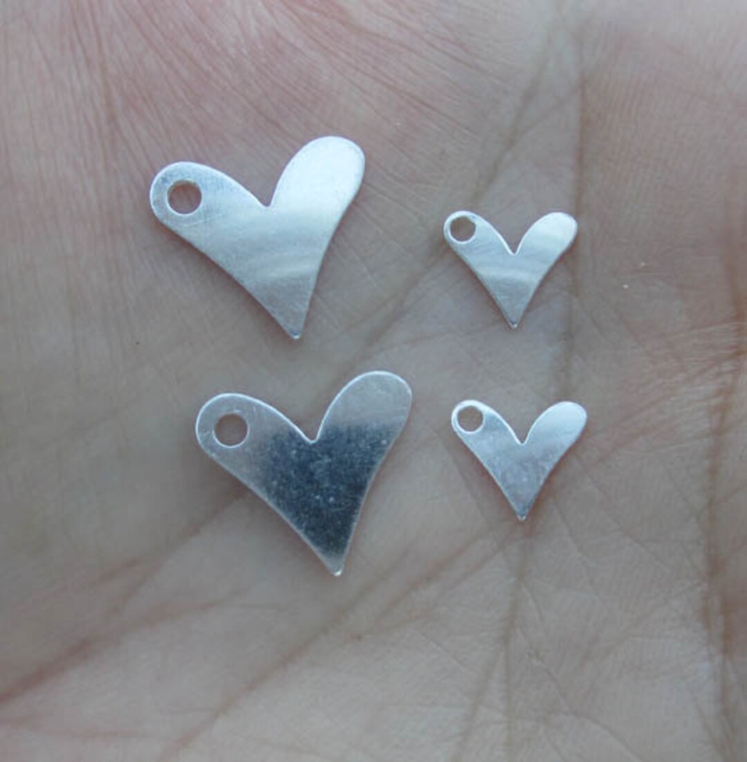 Sterling Silver Heart Disc 1/2 Inch or 1/4" Size(2 Hearts)(24gauge or ...