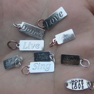 Sterling Silver Faith, Peace, Hope & Love Tags or Dance,sing,live and ...