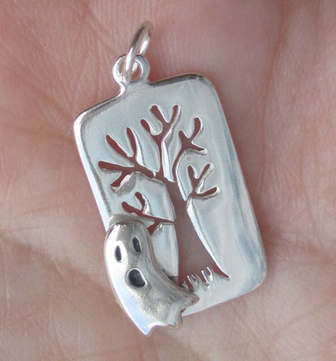 Sterling Silver Ghost and Tree Charm(one Charm) - Etsy