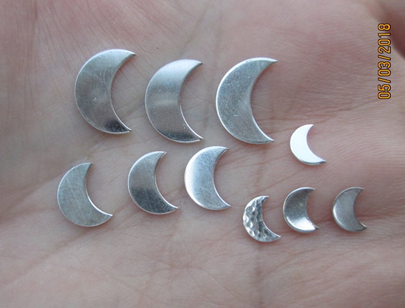 Sterling Silver Moon Stampings1/4 3/8 1/2 - Etsy