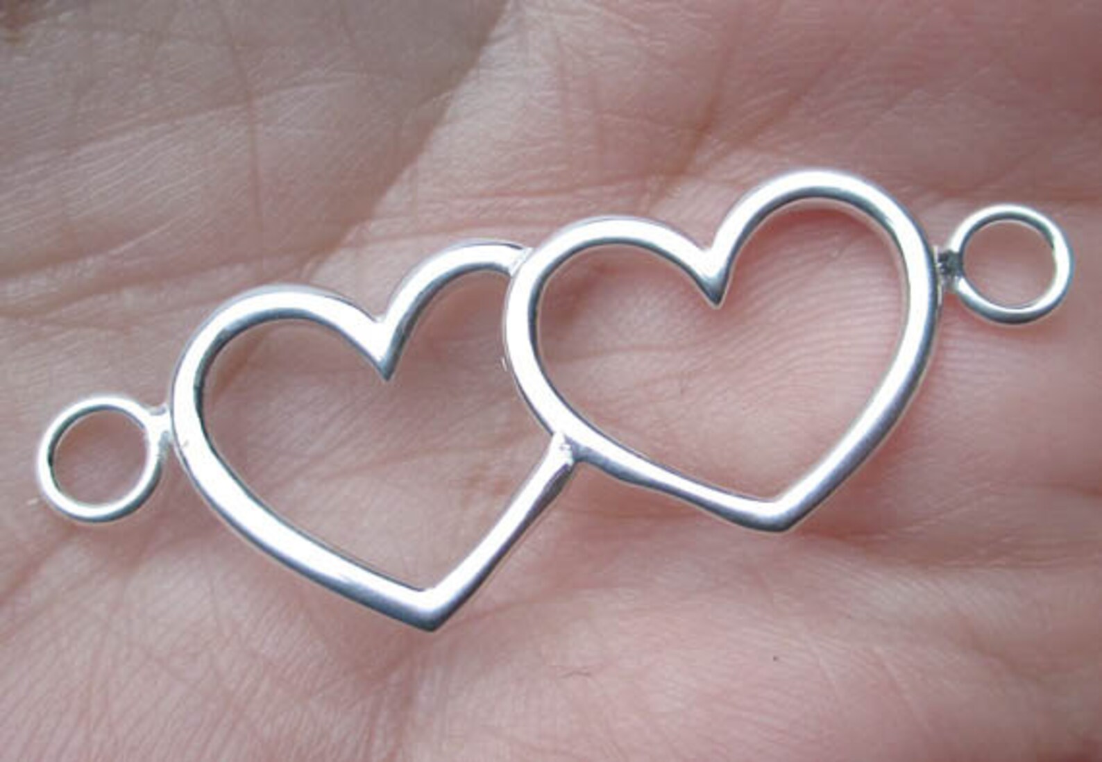 Sterling Silver Double Heart Link or Floating Hearts Charm | Etsy