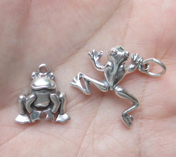 Sterling Silver Frog Tree Frog Charm or Sitting Frog Charm | Etsy