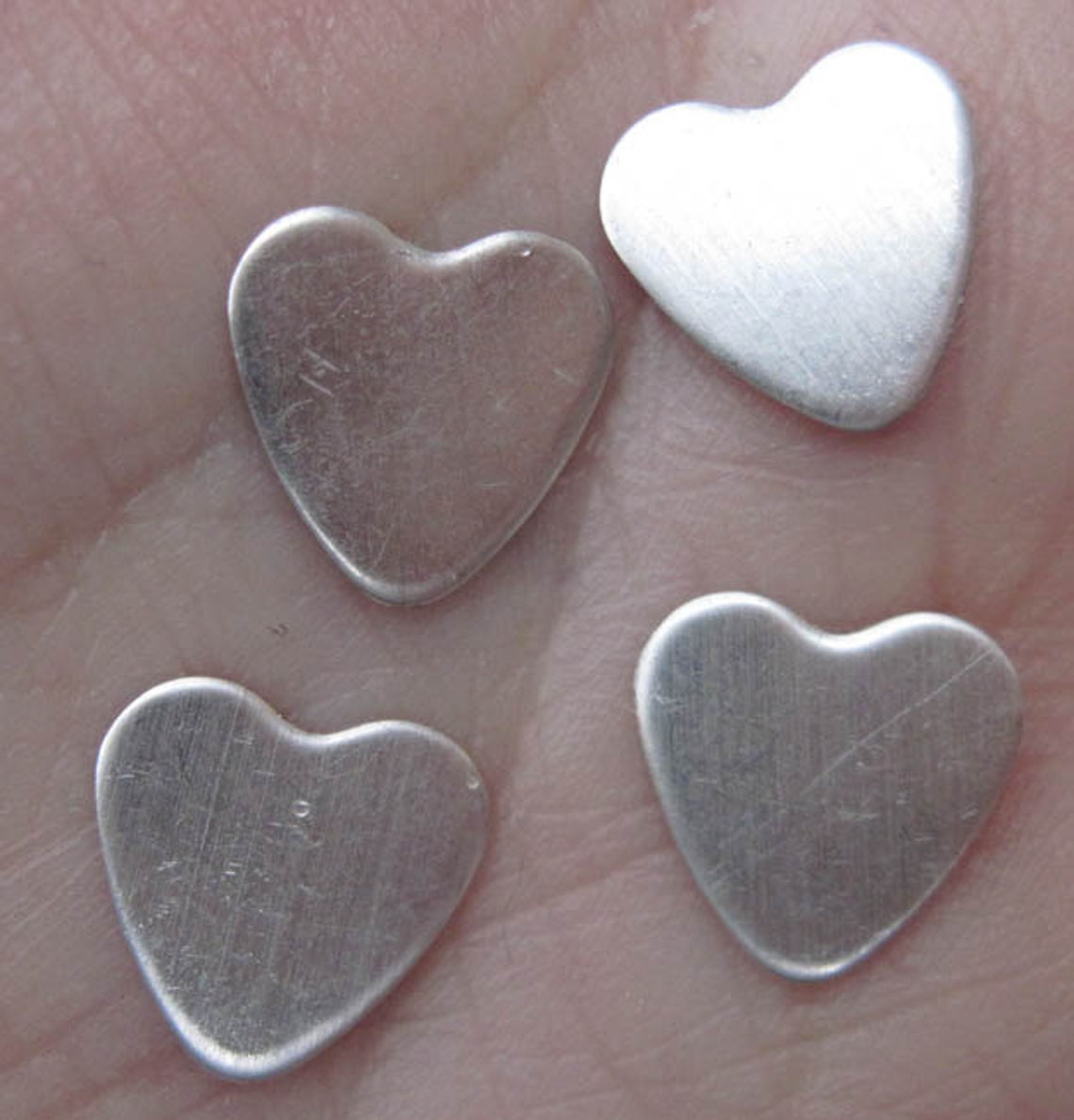 Sterling Silver or Gold Filled Heart Discs 3/8inch(4 Hearts)(22 Gauge ...