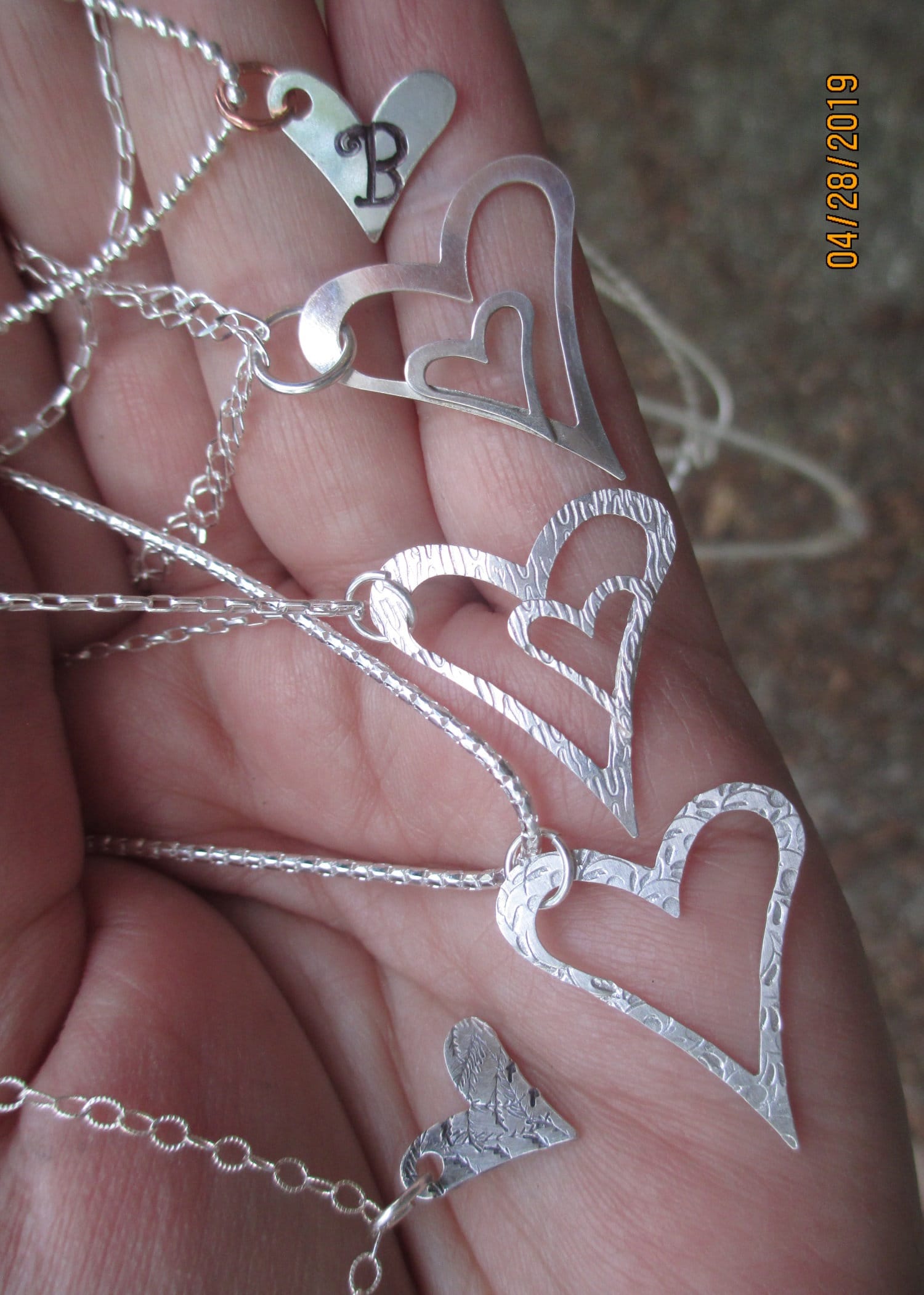 Sterling Silver Heart Frame or Solid Heart Necklaces Pendants | Etsy