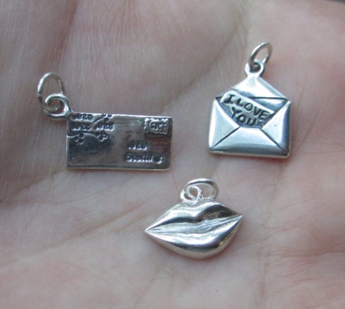 Sterling Silver Love Letter or Lips Charms-you Choose Which | Etsy